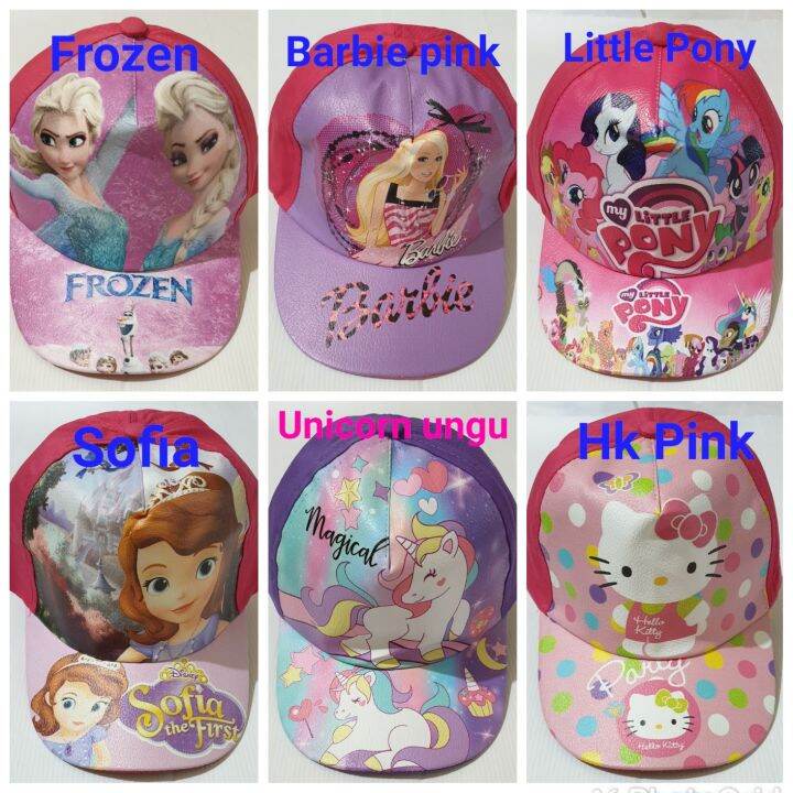 Topi Anak Cewe Perempuan Motif Kartun Karakter Frozen Barbie Little ...