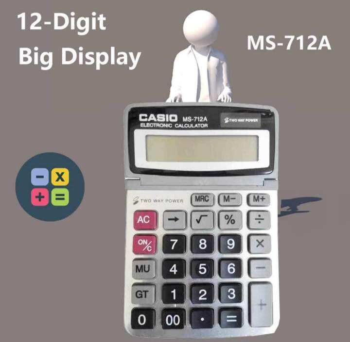 MS-712A ELECTRONIC CALCULATOR 12-DIGIT TWO WAY POWER | Lazada PH