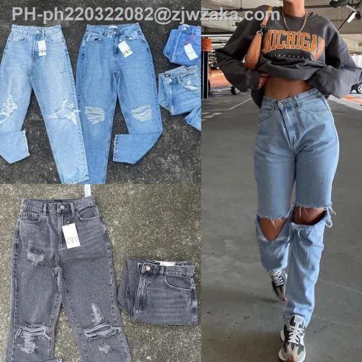 zara pants highwaist ♨♈ ZARA RIPPED HIGHWAIST MOM JEANS | Lazada PH