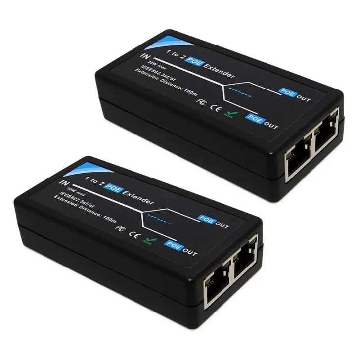 【Ready Stock&COD】2X 2 Port POE Extender 10/100Mbps with IEEE 802.3Af ...