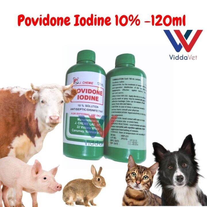 Viddavet Povidone Iodine 60ml /120ml /500ml for wounds animals pets ...
