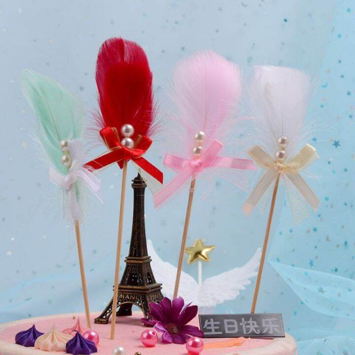 CAKE TOPPER BULU HIASAN WARNA COLOURFUL HIJAU MERAH KUNING PUTIH SAYAP ...