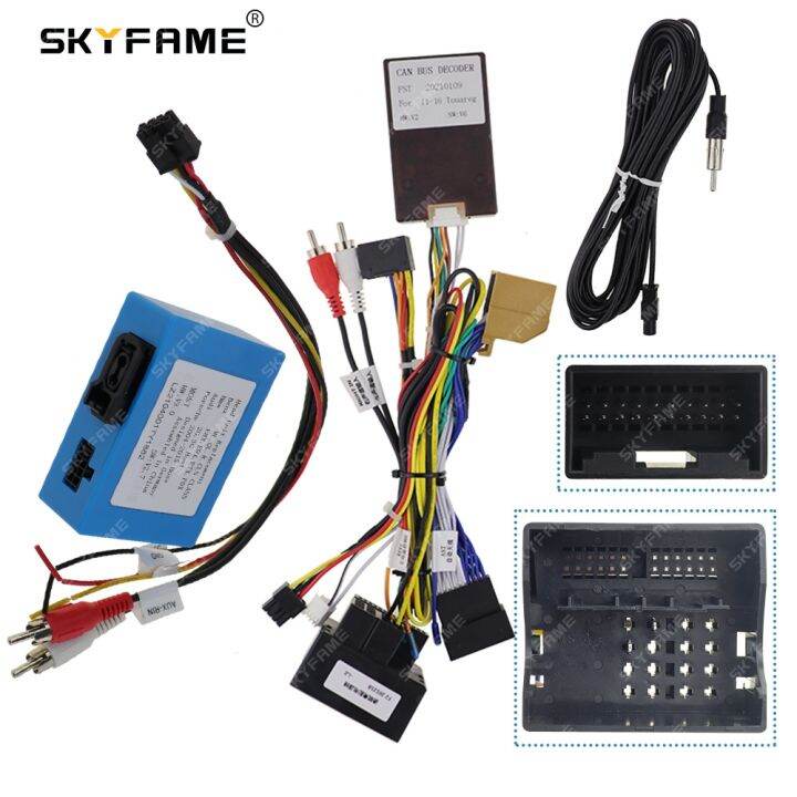 SKYFAME Car 16Pin Wiring Harness Android Radio Adapter Canbus Box Decoder For Volkswagen Touareg ...