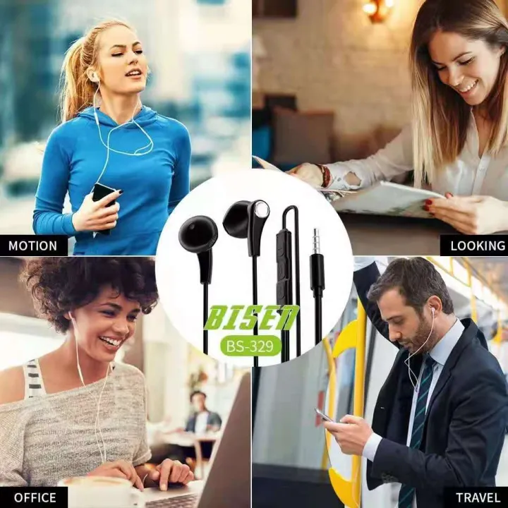 BISEN BS329 Earphones 3.5mm Jack Universal Earphone sprots headphones ...