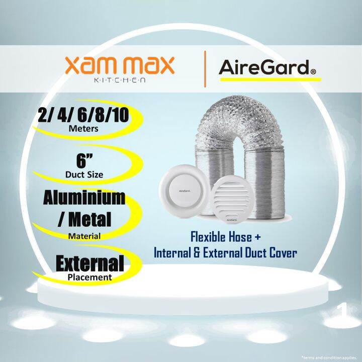 AireGard Accessories - 6" Wall Vent Kit - Flexible Hose + Duct Cover ...