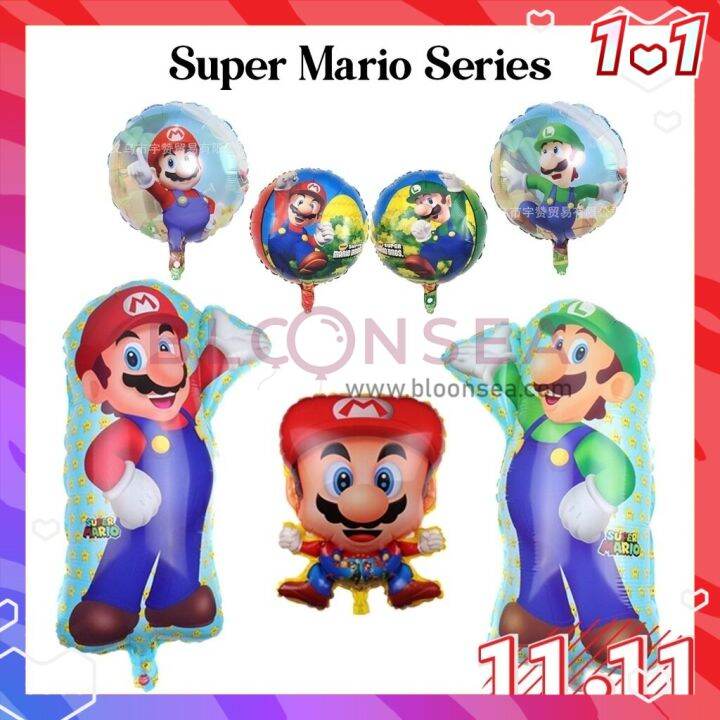 Super Mario Bros Theme Foil Balloons Anime Figure Garland Set Toys ...