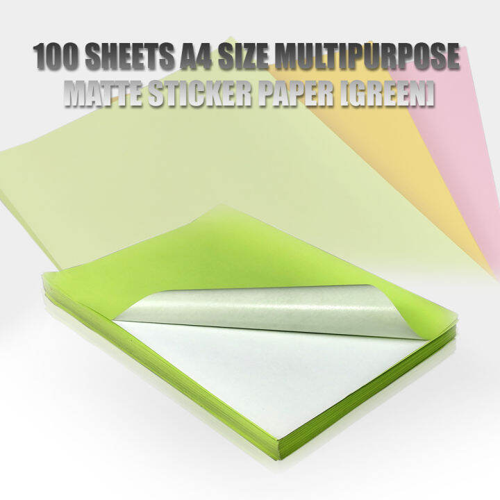 [GREEN] 100 SHEETS A4 SIZE MULTIPURPOSE MATTE STICKER PAPER | Lazada PH