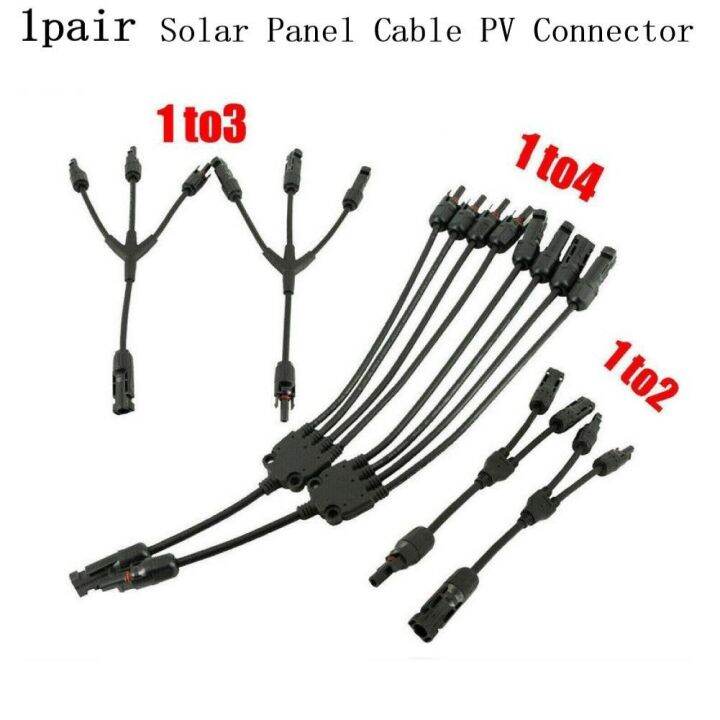 1 Pair Solar PV Panel Y Branch PV Male Connector + Female Adapter Cable ...