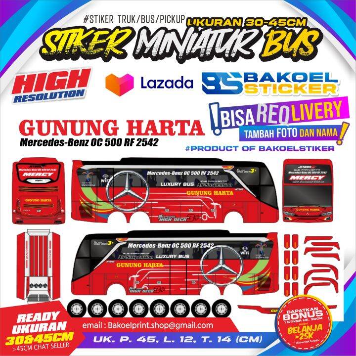STIKER MINIATUR BUS JB3 GUNUNG HARTA UK. 30&45CM | Lazada Indonesia
