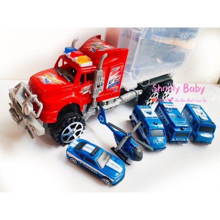 🚚Ready Stock🚗Lorry Carry car Truck/Lorry & 4 Cars Toy Cars Carrier ...
