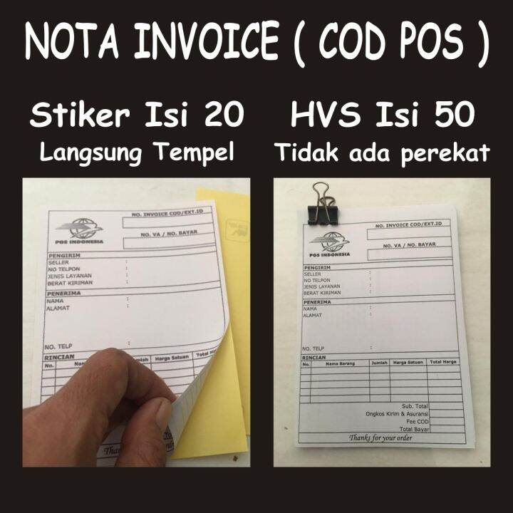NOTA INVOICE COD POS/LABEL PENGIRIMAN COD POS/KERTAS ALAMAT/Label Nota ...