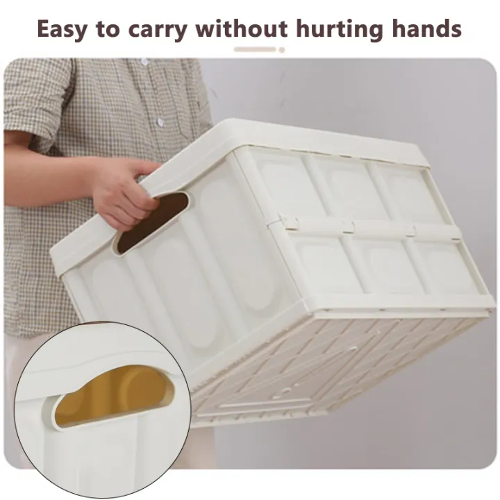 LGKJ 30L/55L Collapsible Storage Box Camping Storage Box With wood lid ...