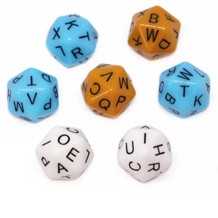 7 pcs/set 20-sided D20 English letters alphabet dice board games ...