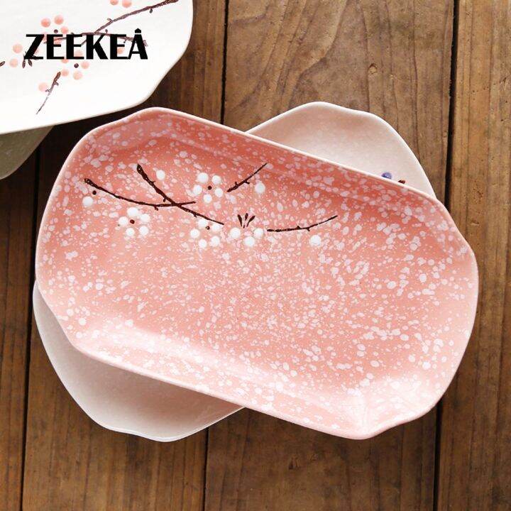 ZEEKEA Japanese Style 12'' Rectangle Dinner Plates, Japanese Glazed ...