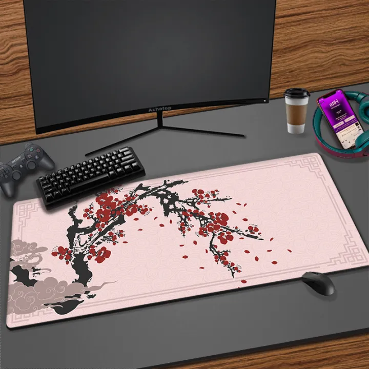 แผ่นดอกไม้ขนาดใหญ่สีชมพูแผ่นรองเมาส์เล่นเกมดอกไม้ M Ousepad Gamer ...