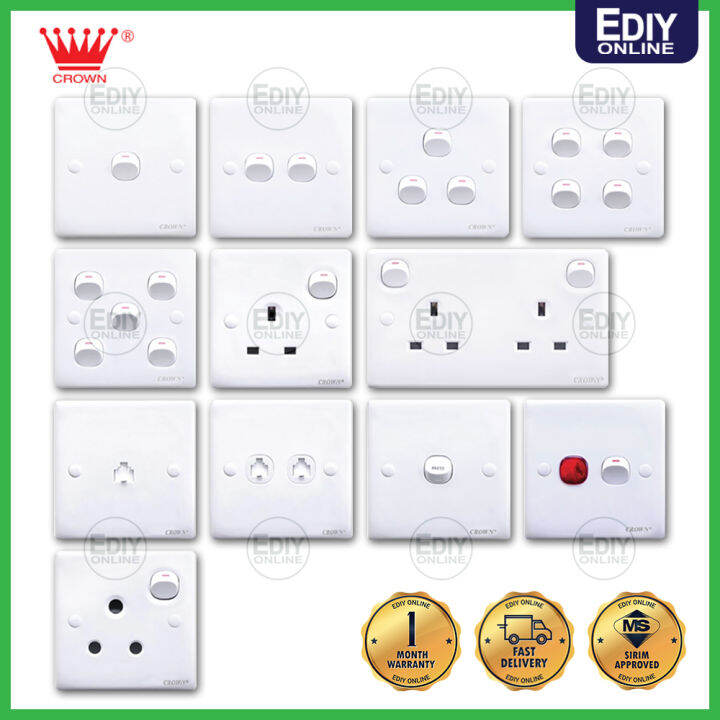 CROWN CA SERIES SWITCH SOCKET Flush Suis & Soket 电插座 (1 UNIT) 13A / 15A ...