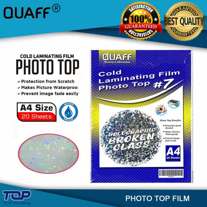 Quaff Broken Glass Photo Top Cold Laminating Film Size: A4 20sheets Protection Film Photo Top ...