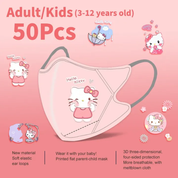 Hourser 50pcs hello-kitty mask For Children/Adult 3 Layer Prevention ...