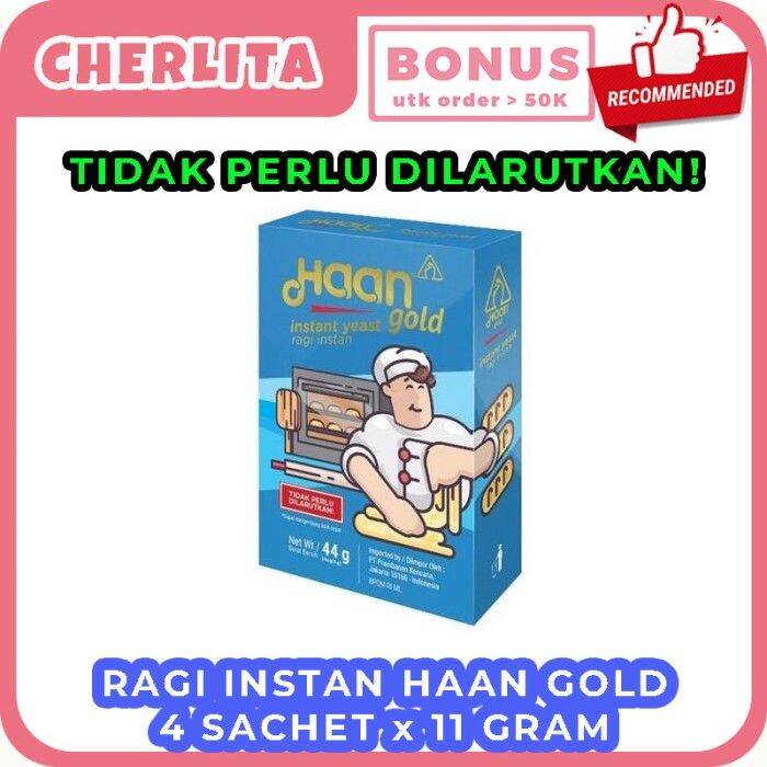 Ragi Instan Haan Gold Instant Yeast 44 Gram Roti Bread Baking Praktis ...