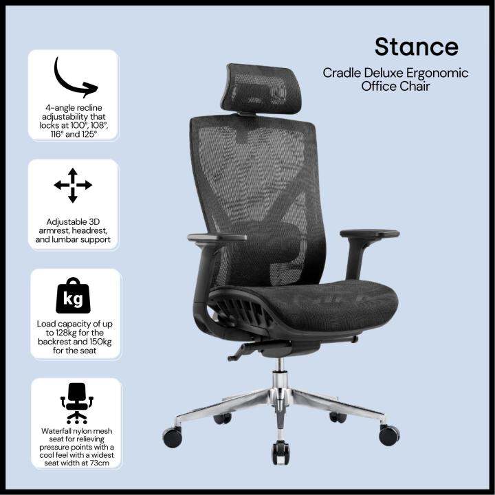 Stance Cradle Deluxe Ergonomic Mesh Office Chair with Full Back ...
