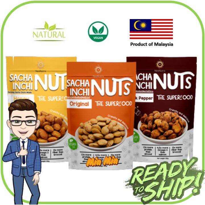 NEONUTRA Healthy Roasted Sacha Inchi Nuts -Honey/Black Pepper/Original ...