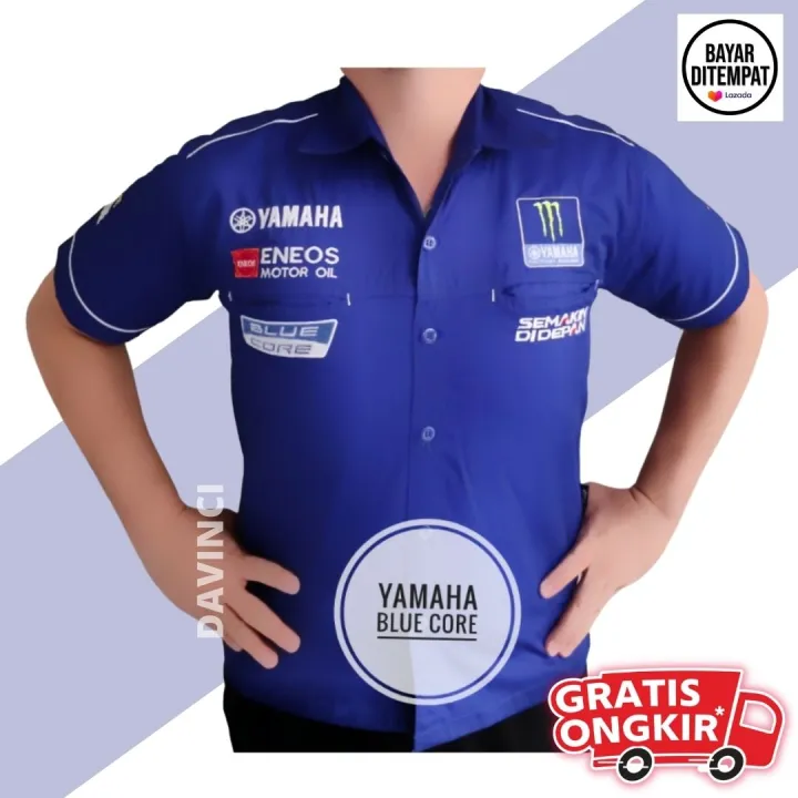 Baju Seragam Otomotif Yamaha Blue Core Moto GP Kemeja Full Bordir F1 ...