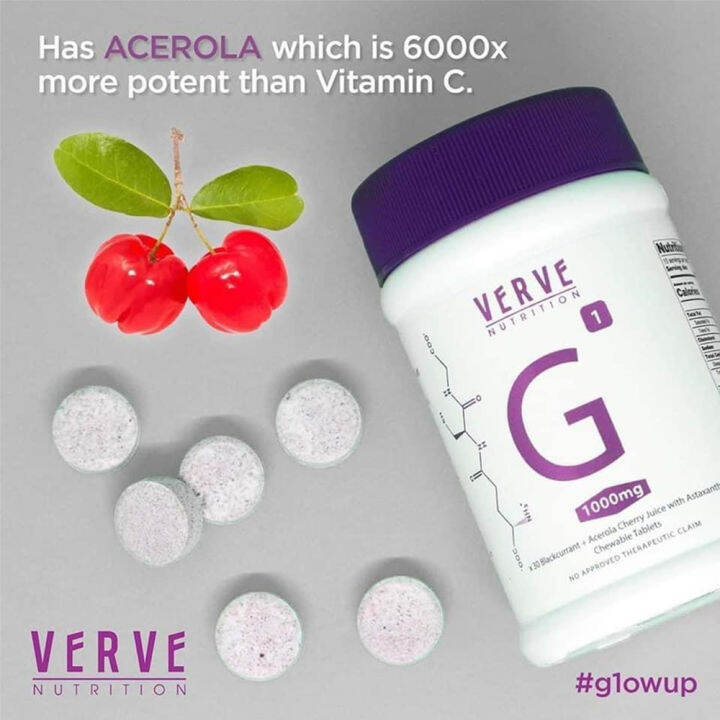 Verve G1 6-in-1 Chewable Glutathione Whitening Tablets 100% Authentic ...
