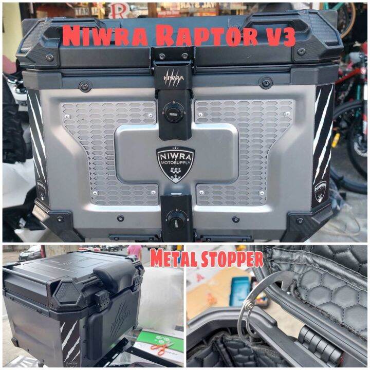 45L NIWRA Raptor V3 Alloy top box with freebies (PURE ALLOY) backrest ...