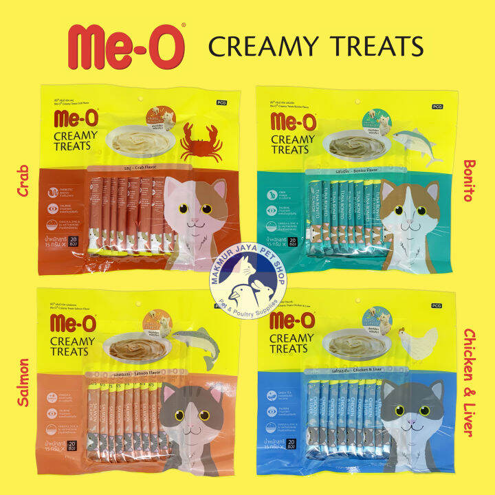 MeO Me-O Creamy Treats Snack Makanan Kucing isi 20 pcs / 15gr x 20 ...