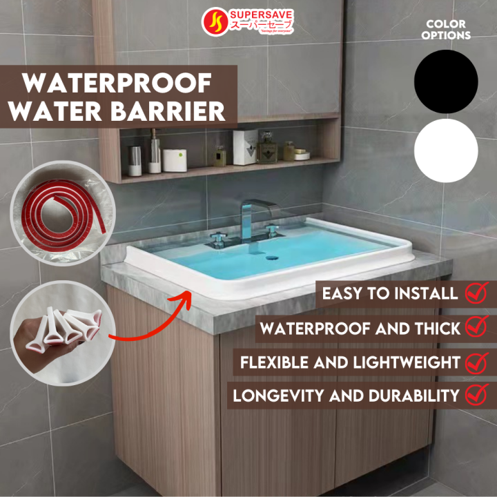SUPERSAVE Bathroom Water Barrier Self-Adhesive Water Stopper Flexible ...