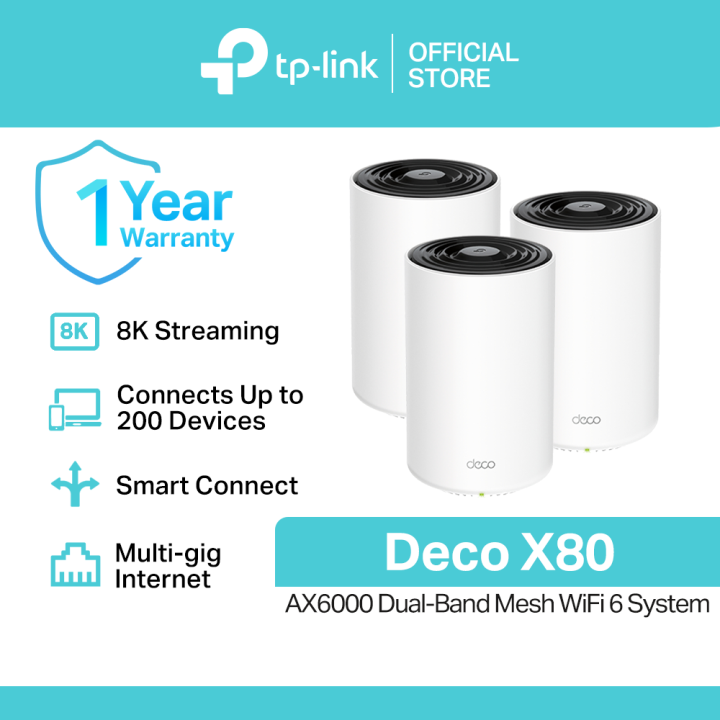 TP-Link Deco X80 AX6000 Dual-Band Mesh WiFi 6 System Multi-Gigabit Boosted Seamless Coverage AI ...
