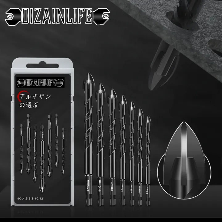 DIZAINLIFE 3-12mm Cross Hex Tile Drill Bits Set for Glass Concrete ...