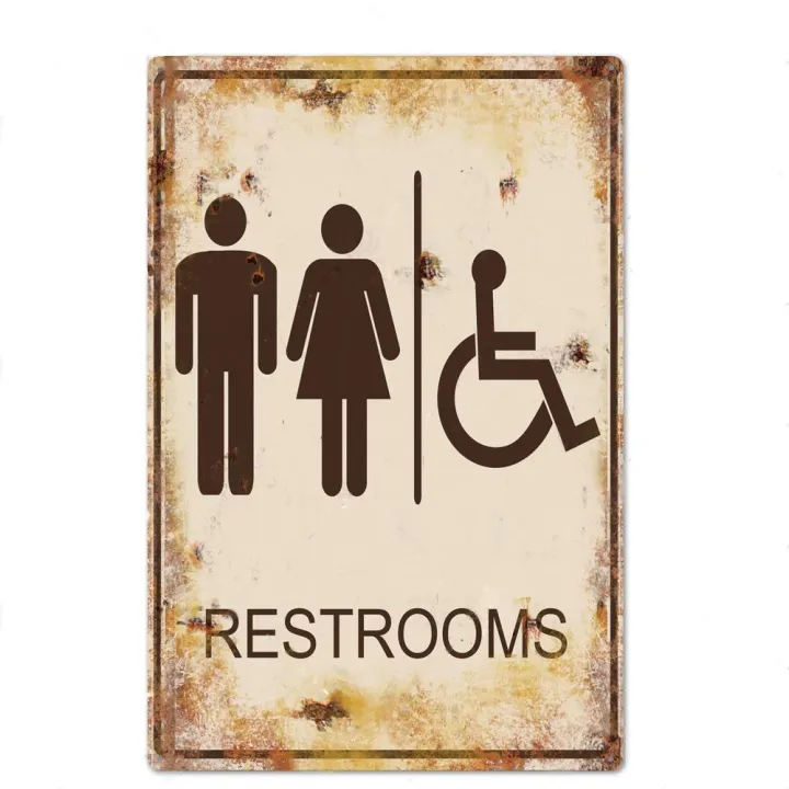Toilet Sign Plaque Metal Vintage Bathroom Metal Sign Tin Sign Wall ...