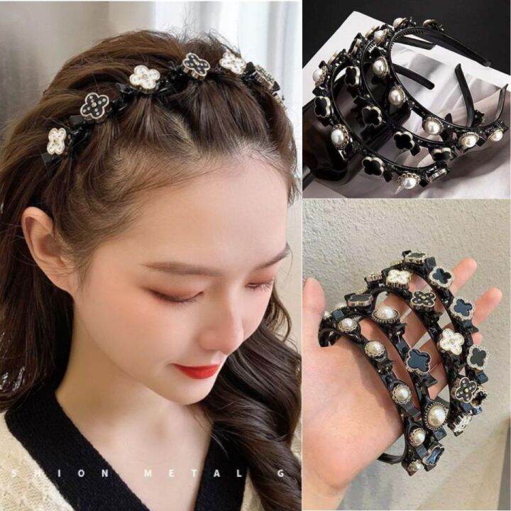 Bando Jepit Clover Badai Mutiara Diamond Model Korea Jepang Elegant ...