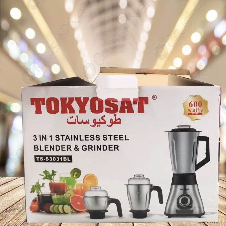 Tokyosat Blender stainless steel Blender 3 in 1 System, 600w cooper ...