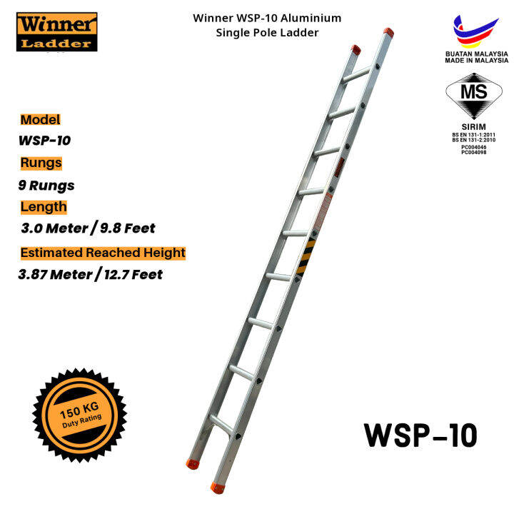 Winner WSP-10 Aluminium Single Pole Ladder | Lazada