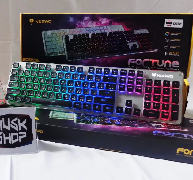 Nubwo Gaming Keyboard Fortune NK-32 คีบอร์ดเกมมิ่ง ไฟรุ้ง7สี ประกันศูนย์ 1 ปี ดำ/เทา | Thisshop