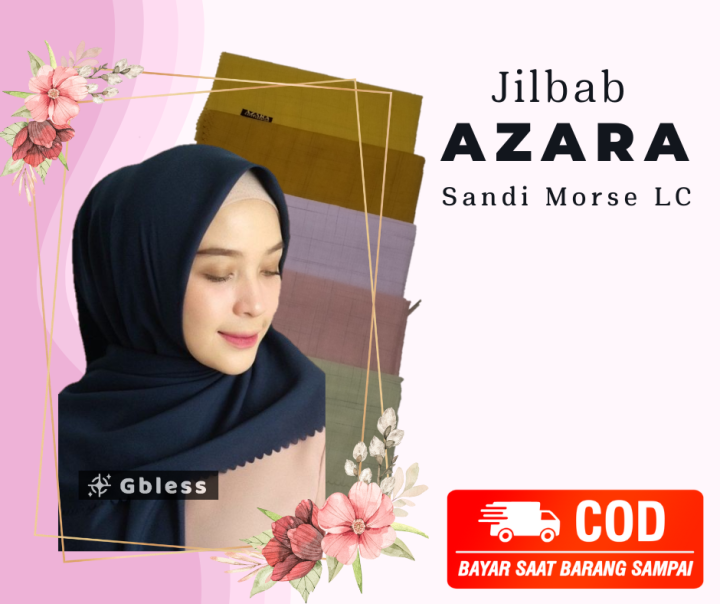 AZARA Hijab Jilbab Segiempat Voal Waffle Sandi Morse LC Laser cut ...