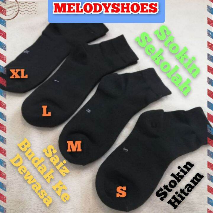 MELODYSHOES S222 Stokin Hitam Pendek Stokin Sekolah Rendah Menengah ...