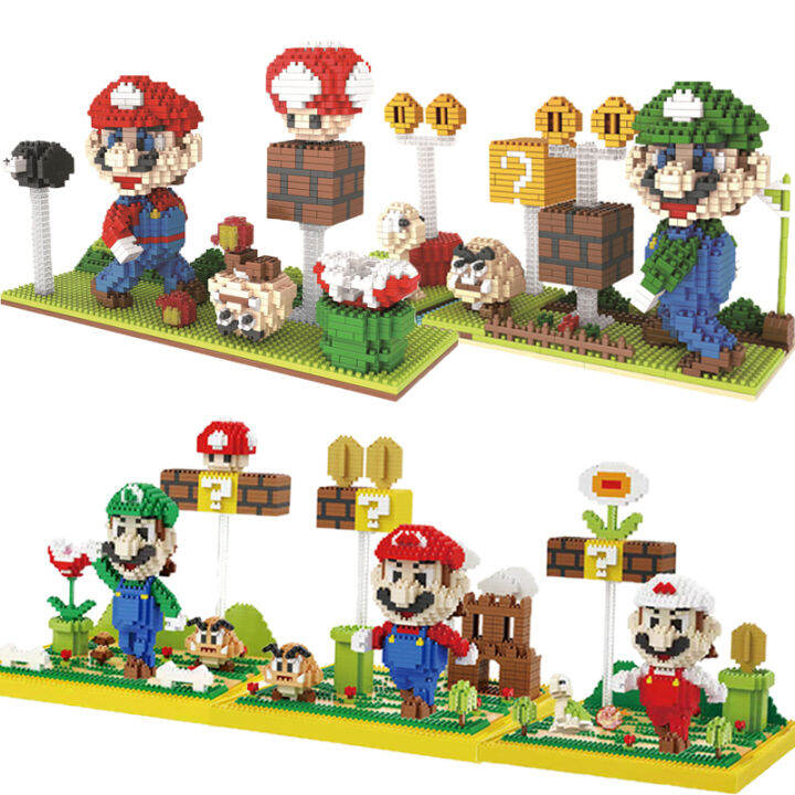 Super Mario Bros Game Scene Luigi Yoshi Waluigi Model Micro Building ...