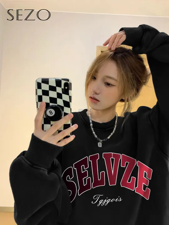 SEZO เสื้อแขนยาวคอกลมแฟชั่นขนาดใหญ่สำหรับผู้หญิง | Lazada.co.th