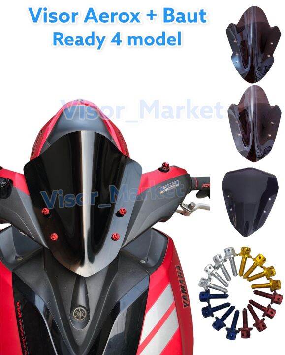 VISOR AEROX 155 CONNECTED + BAUT WINDSHIELD AEROX 155 PLUS BAUT SET ...