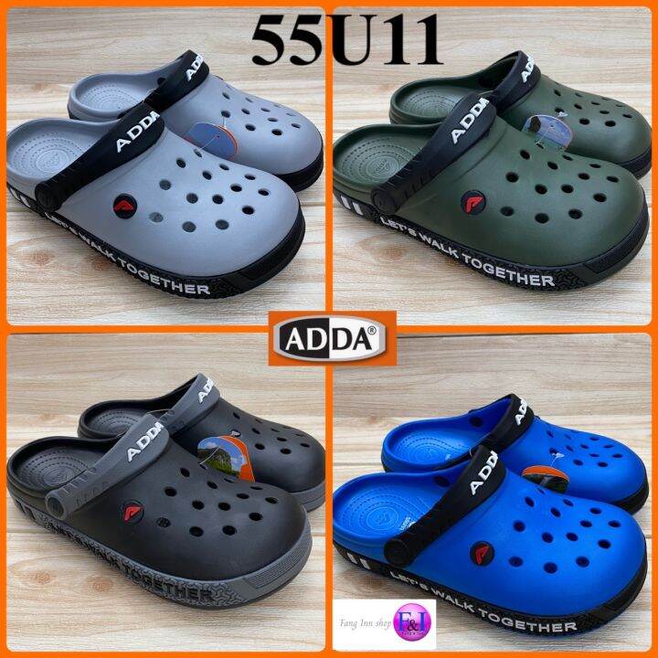 ADDA 55U11 รองเท้าหัวโต (7-10) สีดำ/เทา/เขียว/ฟ้า | Lazada.co.th