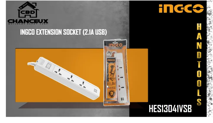 HES13041VSB INGCO EXTENSION SOCKET (2.1A USB) | Lazada PH