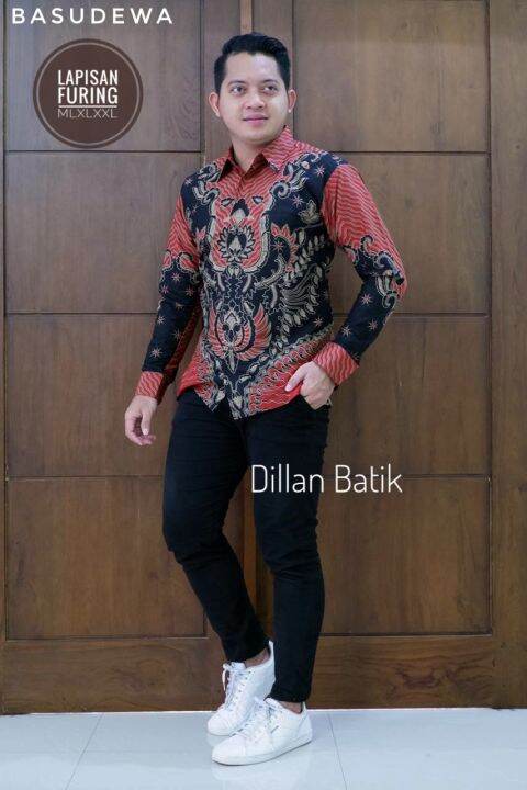 BASUDEWA / Kemeja Batik Dasar Hitam / Kemeja Batik Pria Lapis Furing ...
