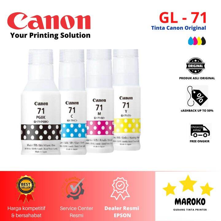 Tinta Canon Gl- 71 Original - tinta canon G1020 G 2020 G3020-3060 - Black Cyan Magenta Yellow ...