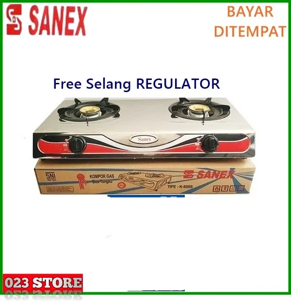 SANEX K-608 / Sanex ompor Gas 2 Tungku Api Biru Body Full Stenlies | Lazada Indonesia
