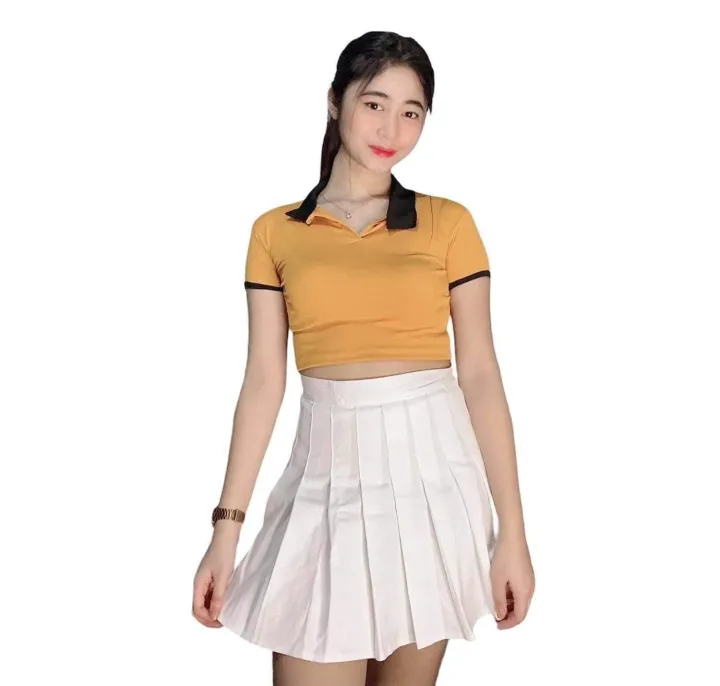 COMBI COLLAR KNITTED CROP TOP/SEXY RIBBED SHORT SLEEVE TOP/FITS XS TO ...