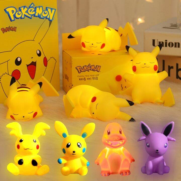 New Pokemon Pikachu Night Light Glowing Cute Anime Soft Lamps Bedroom ...