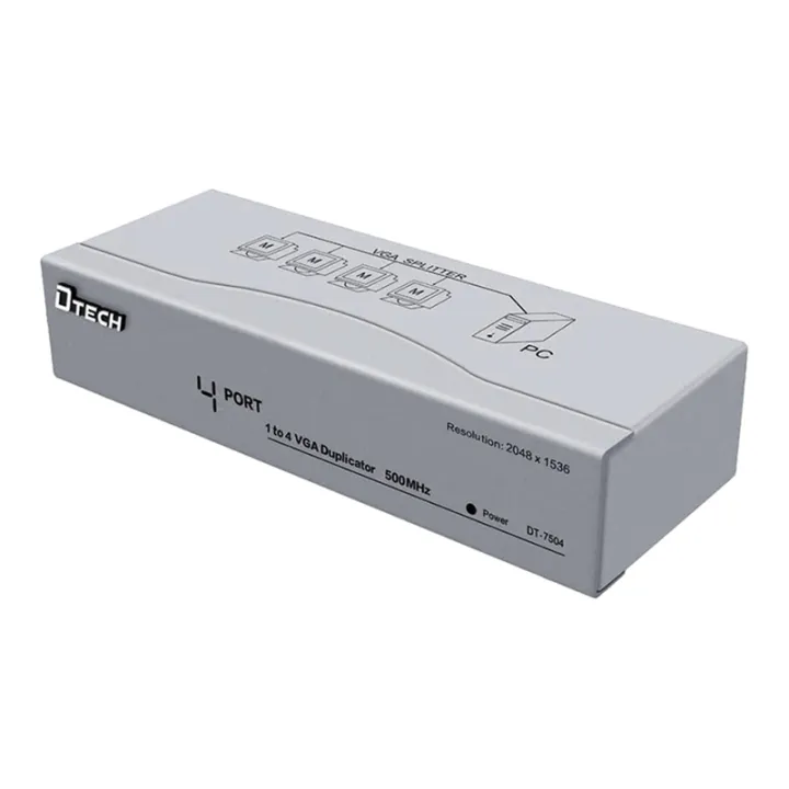 DTECH Powered 1 in 4 Out VGA Video Splitter Distribution Box Signal ...